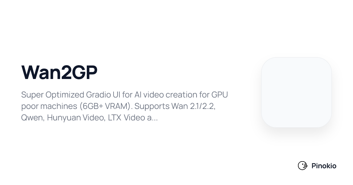 Wan2GP on Pinokio