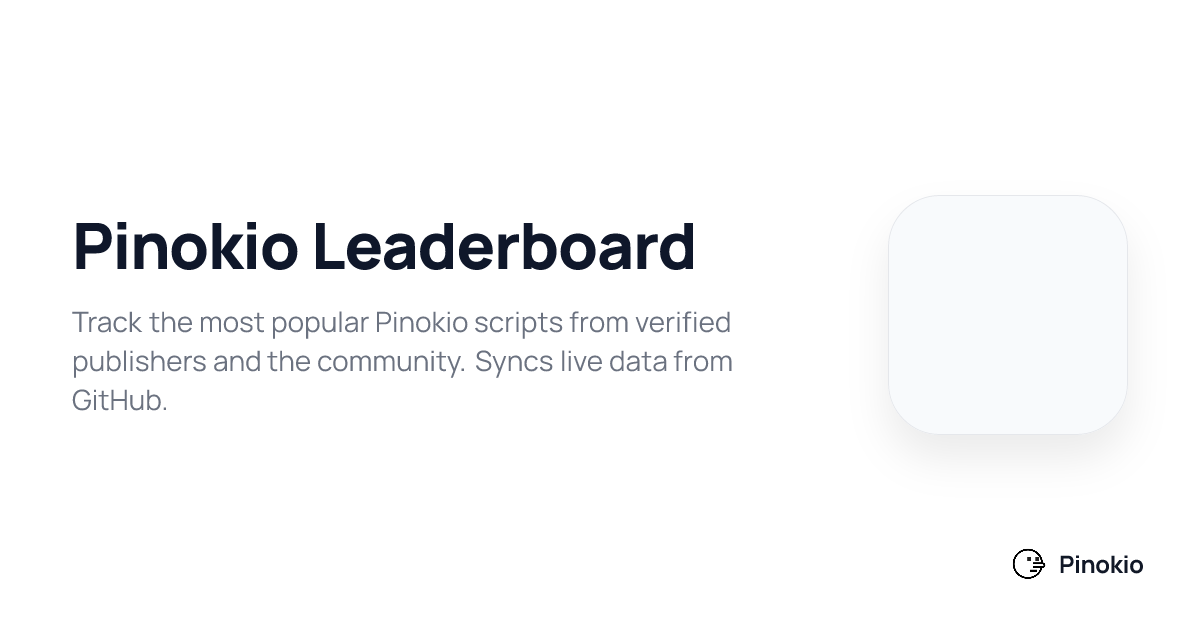 Pinokio Leaderboard on Pinokio